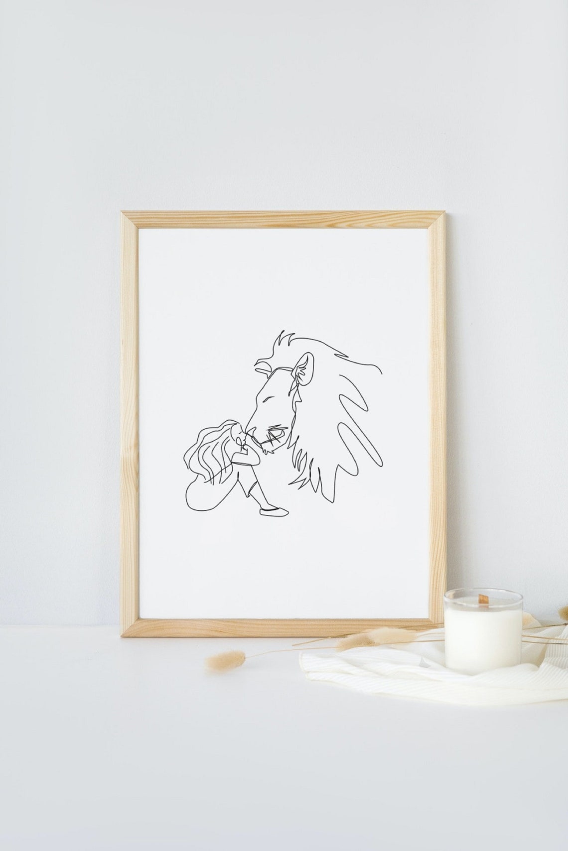 Human and Lion Line Art Digital, Lion Art, Lion King Art, Lion Head ...