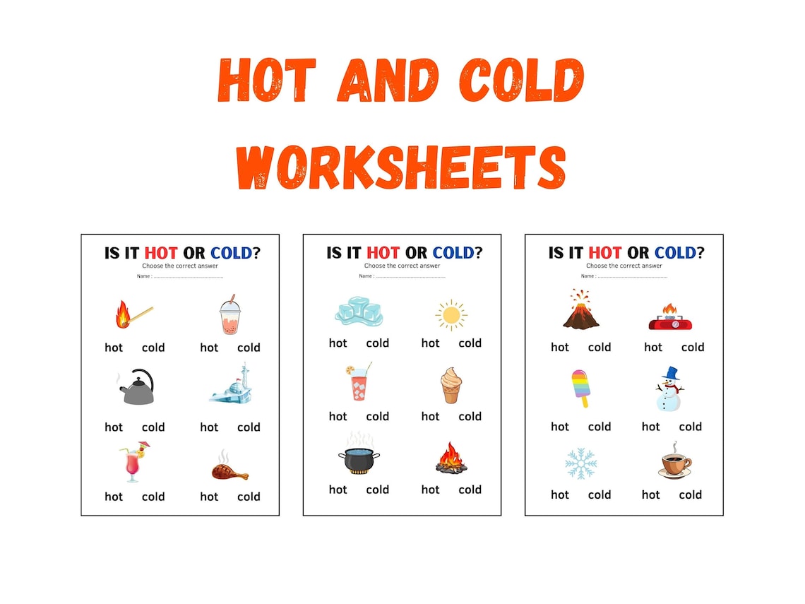 Hot and Cold Worksheets for Kids, Educational Worksheets, Preschool ...