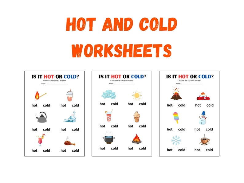 Hot and Cold Worksheets for Kids, Educational Worksheets, Preschool ...