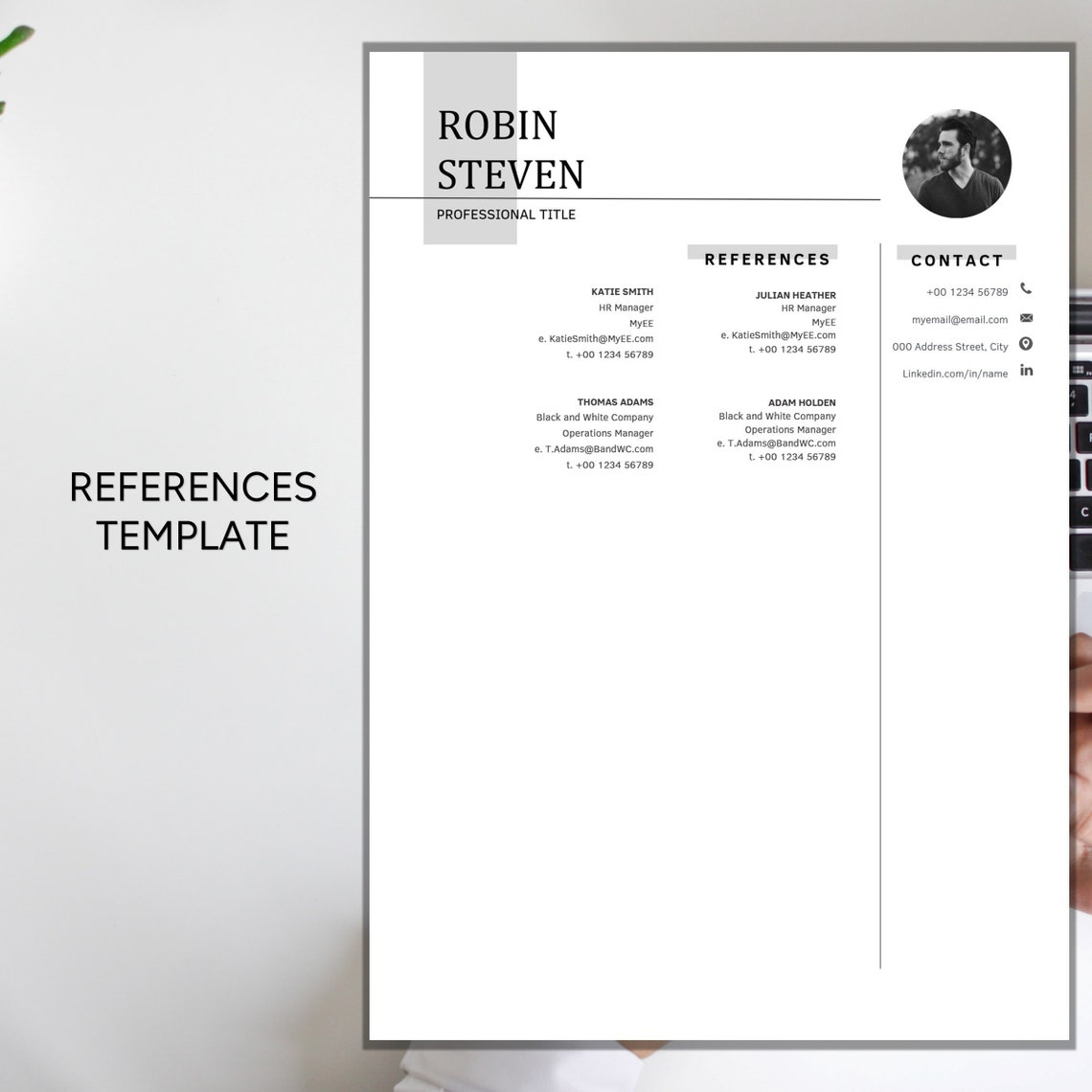 Gray Resume Template Word, Cv Template, Professional Resume, Creative ...