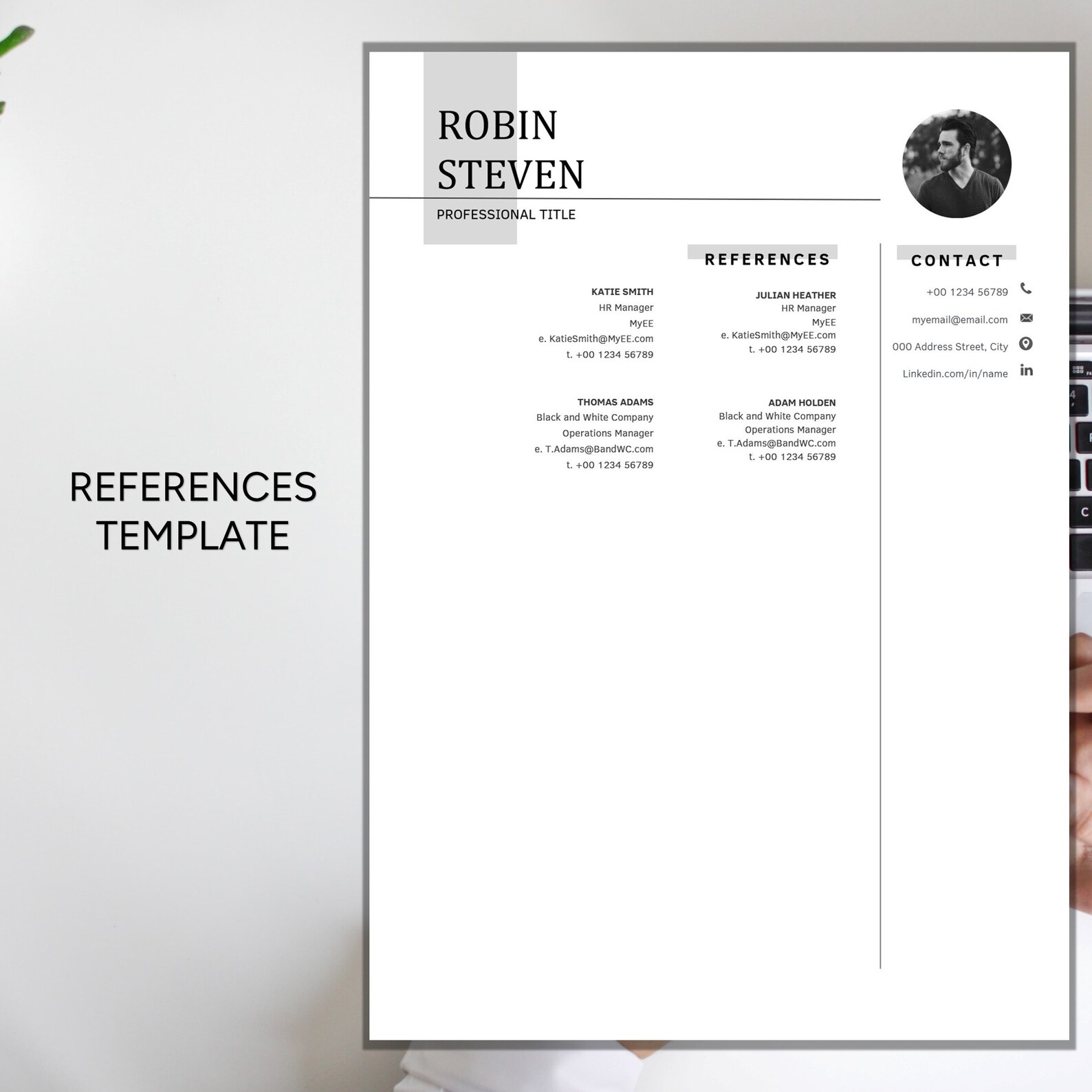 Gray Resume Template Word, Cv Template, Professional Resume, Creative ...