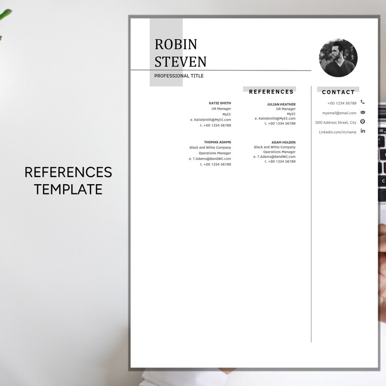 Gray Resume Template Word, Cv Template, Professional Resume, Creative ...