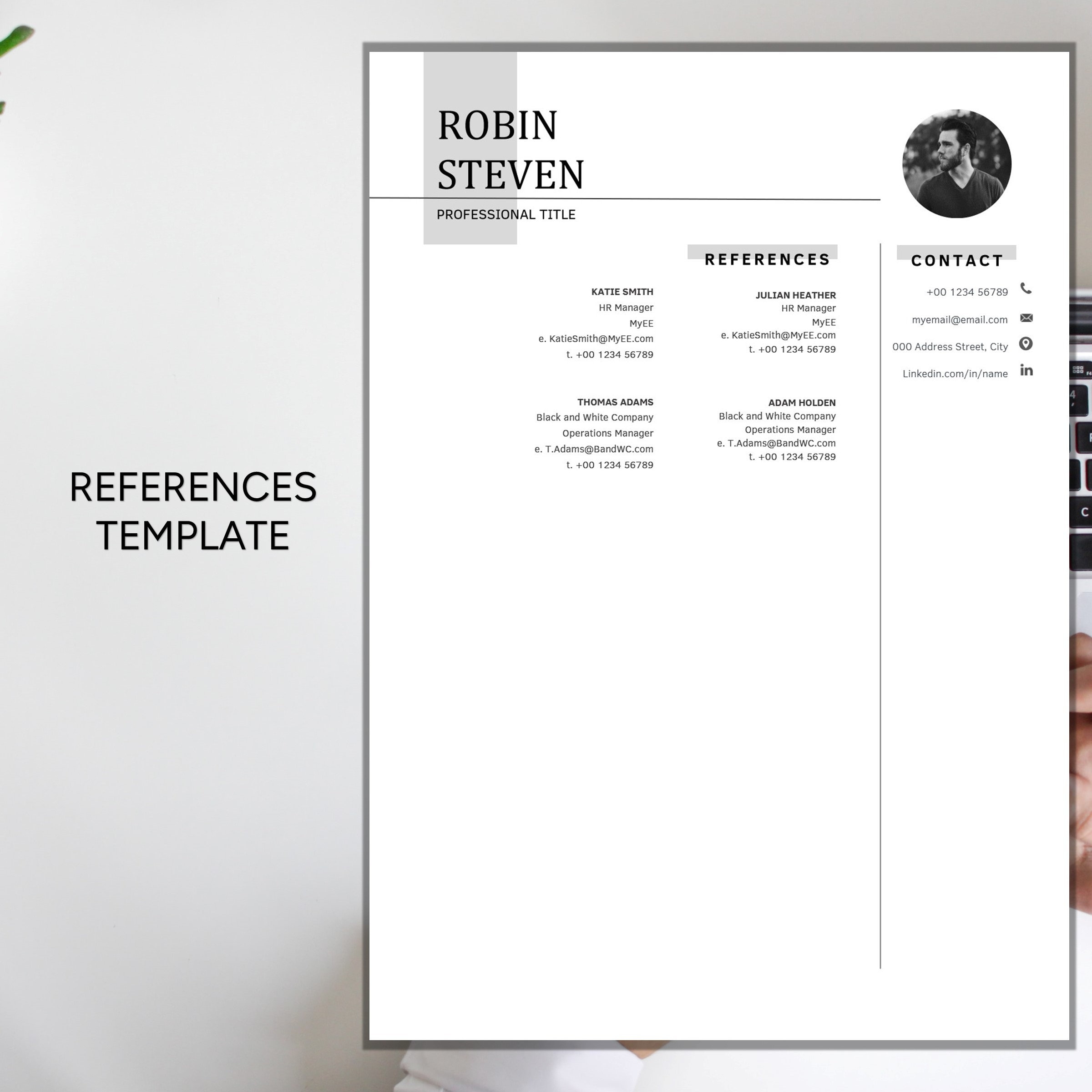 Gray Resume Template Word, Cv Template, Professional Resume, Creative ...