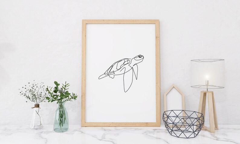 Turtle Line Art Turtle Art Sea Turtle Art Turtle Print - Etsy