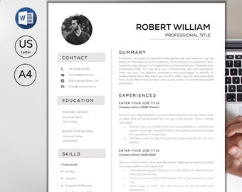 2 Pages Resume Template Word, Cv Template, Professional Resume ...