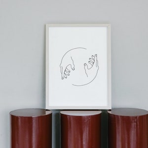 Two Hands Line Art Poster, Holding Hands Print, Couple Hands Print ...