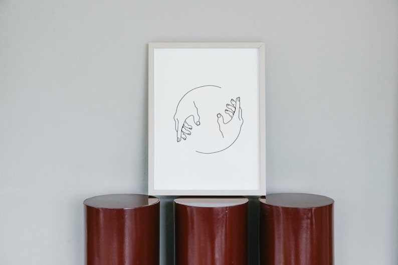 Two Hands Line Art Poster, Holding Hands Print, Couple Hands Print ...