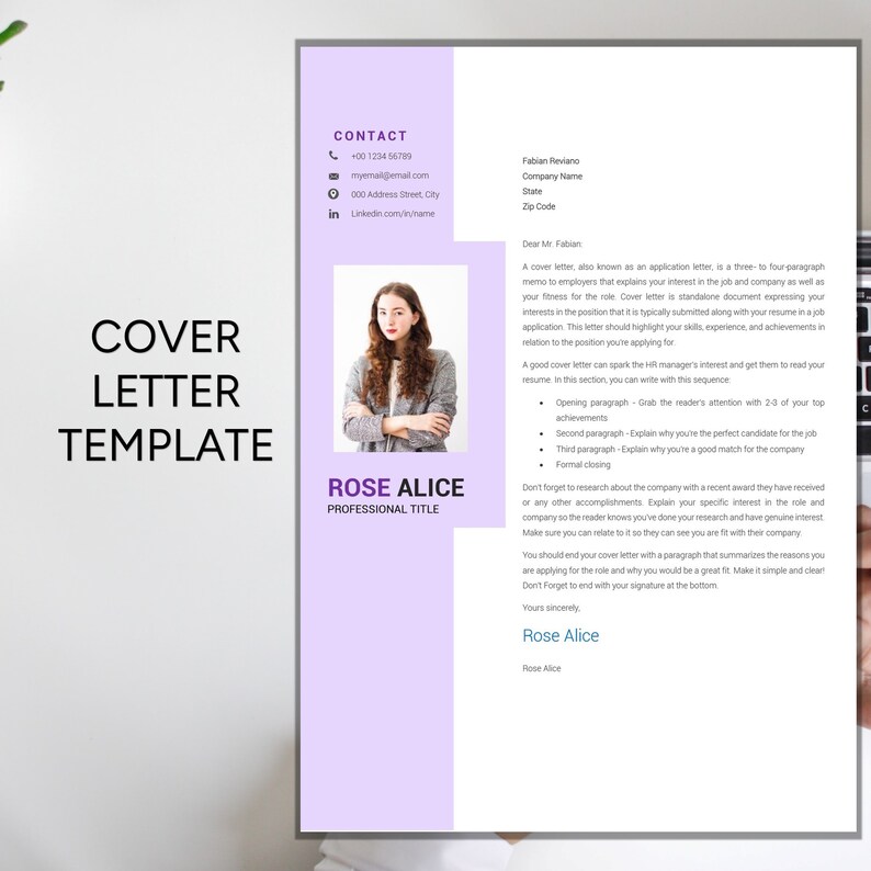 Purple Resume Template Word, Cv Template, Professional Resume, Creative ...