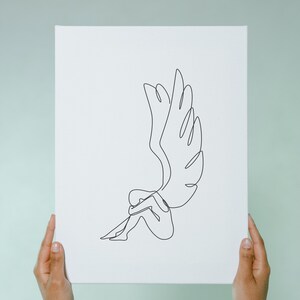 Angel Line Art, Angel Wings Wall Art, Angel Art Print, Angel Print ...