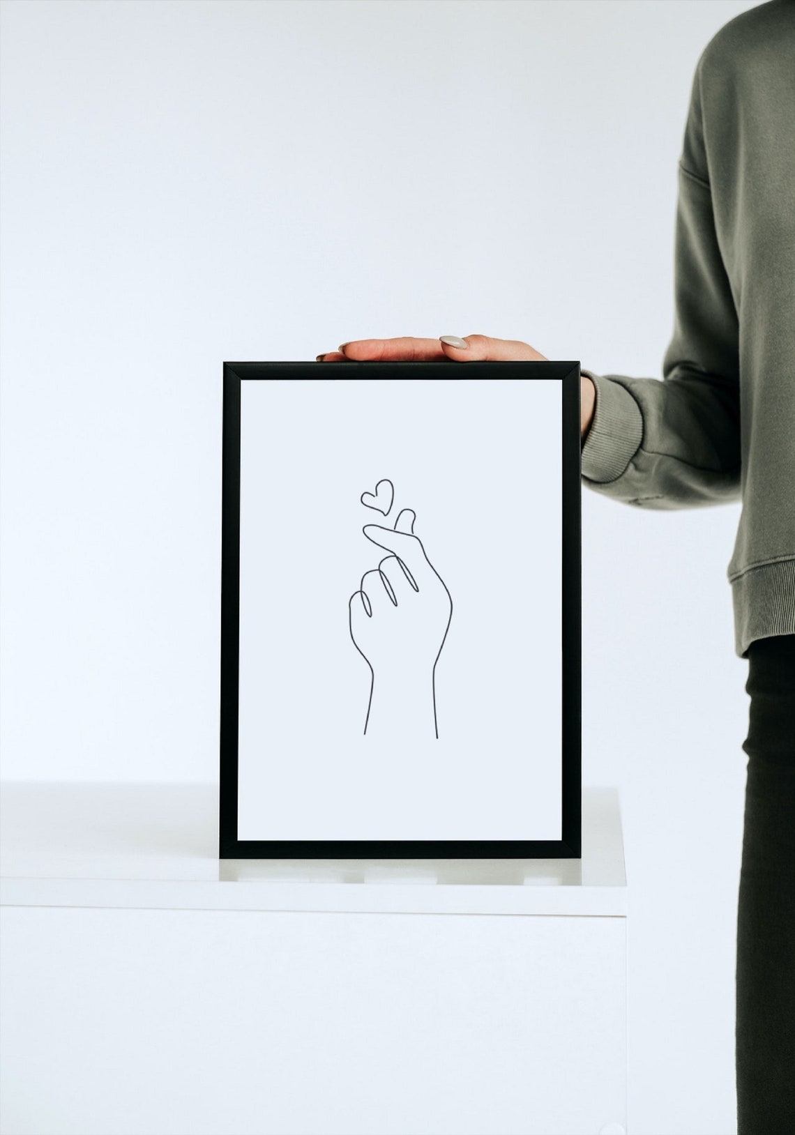 Hand Love Sign Line Art Poster Hand Love Print Hands Art - Etsy