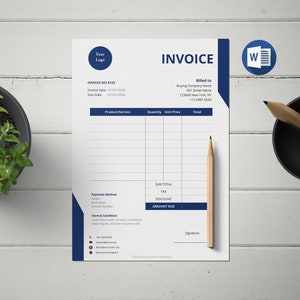 Blue Invoice Template Word, Receipt Template, Invoice Form, Invoice ...