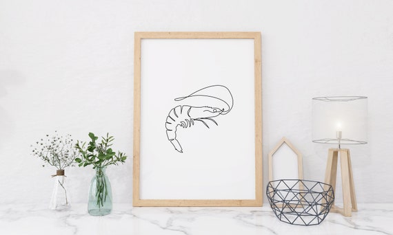 Shrimp Line Drawing Seafood Line Art Food Line Art Food - Etsy