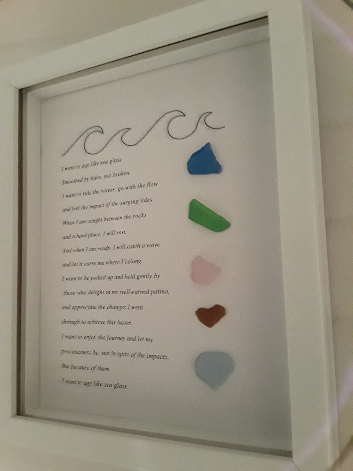 LARGE Sea Glass Poem/I want to age like Sea glass/Blues and | Etsy