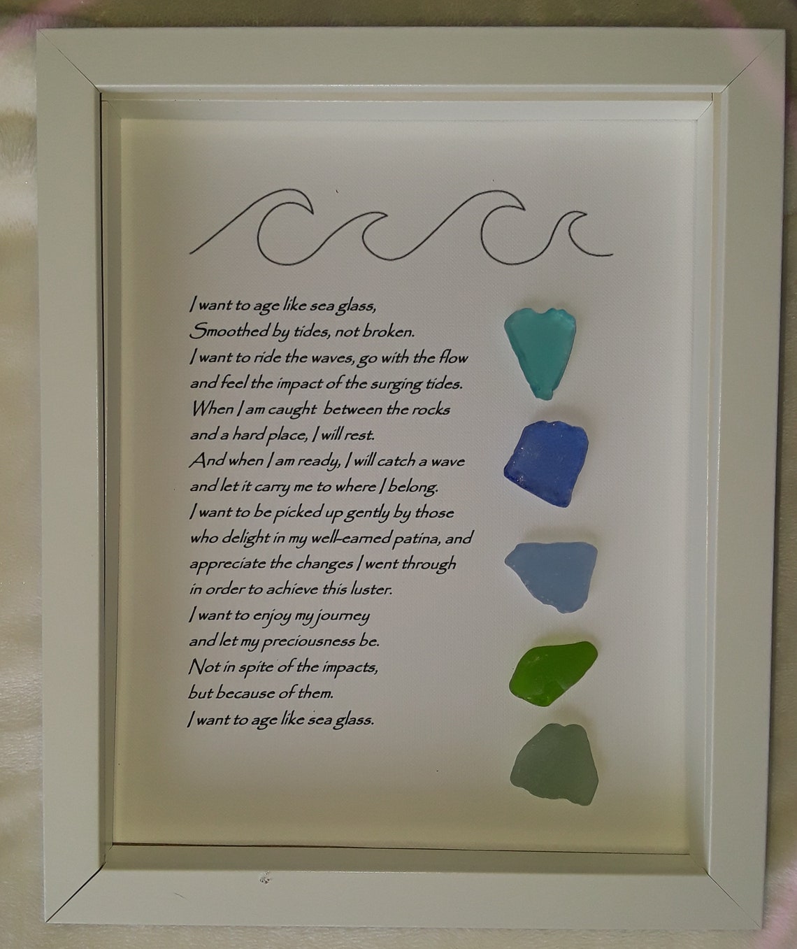 LARGE Sea Glass Poem/I want to age like Sea glass/Blues and | Etsy