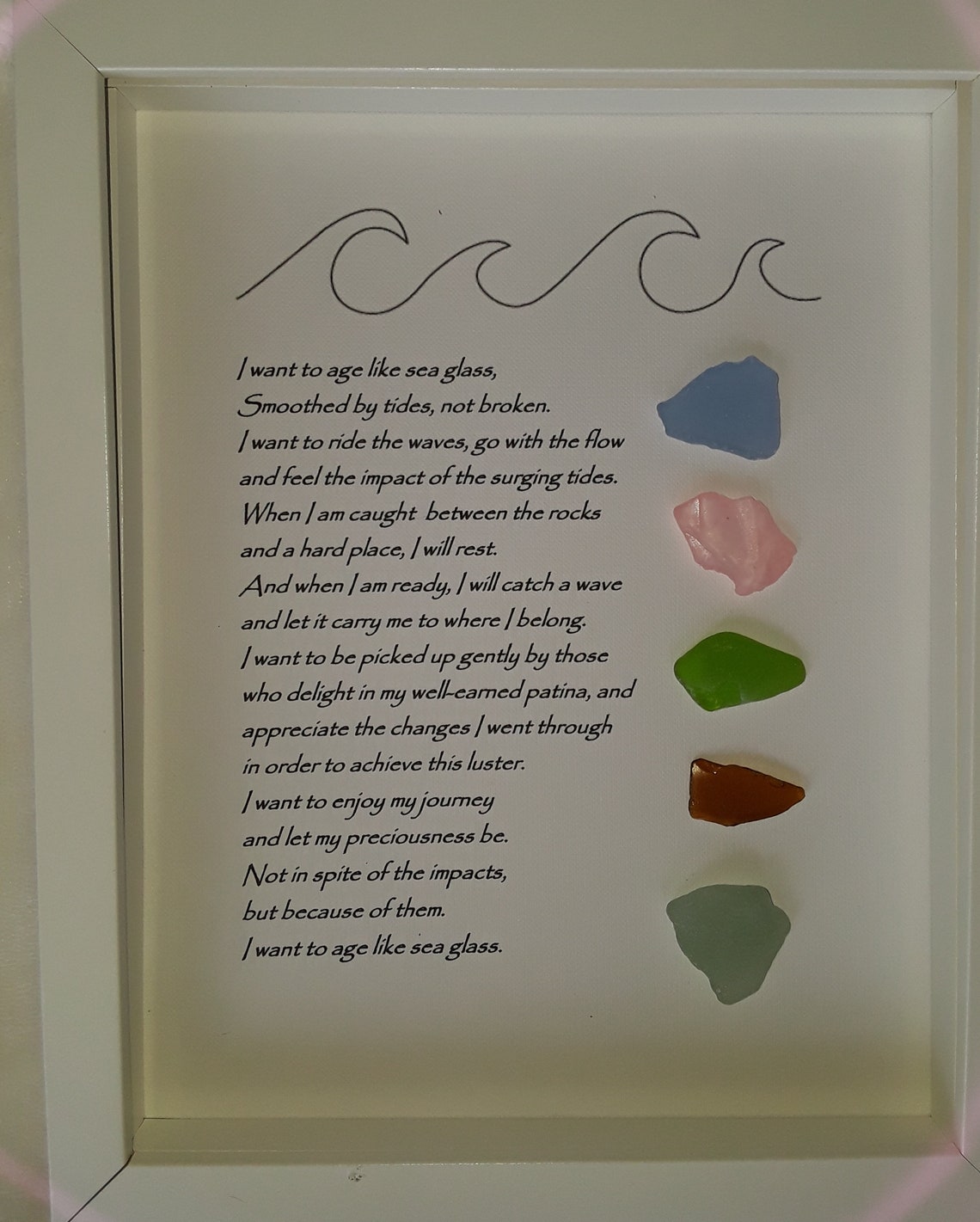 LARGE Sea Glass Poem/I want to age like Sea glass/Blues and | Etsy
