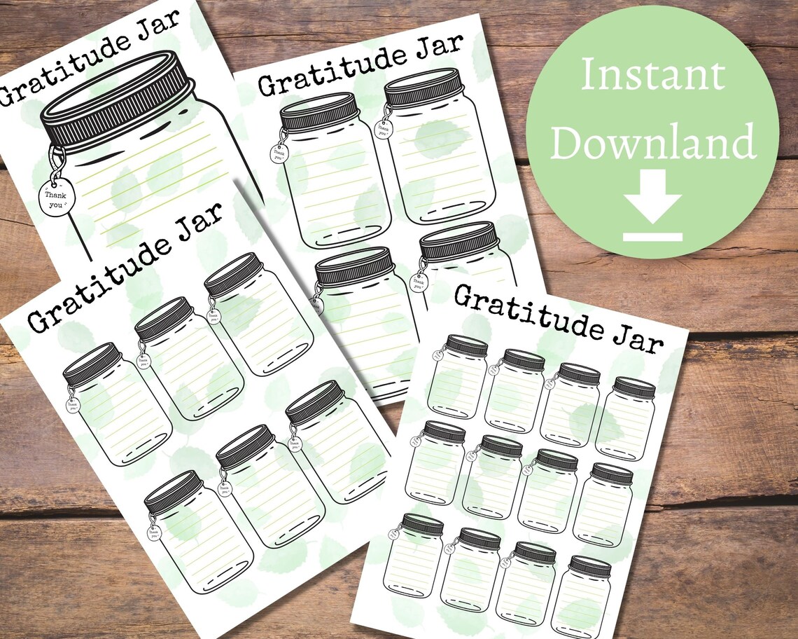 Gratitude Jar Printable Daily Mindfulness Practice gratitude Reflection ...