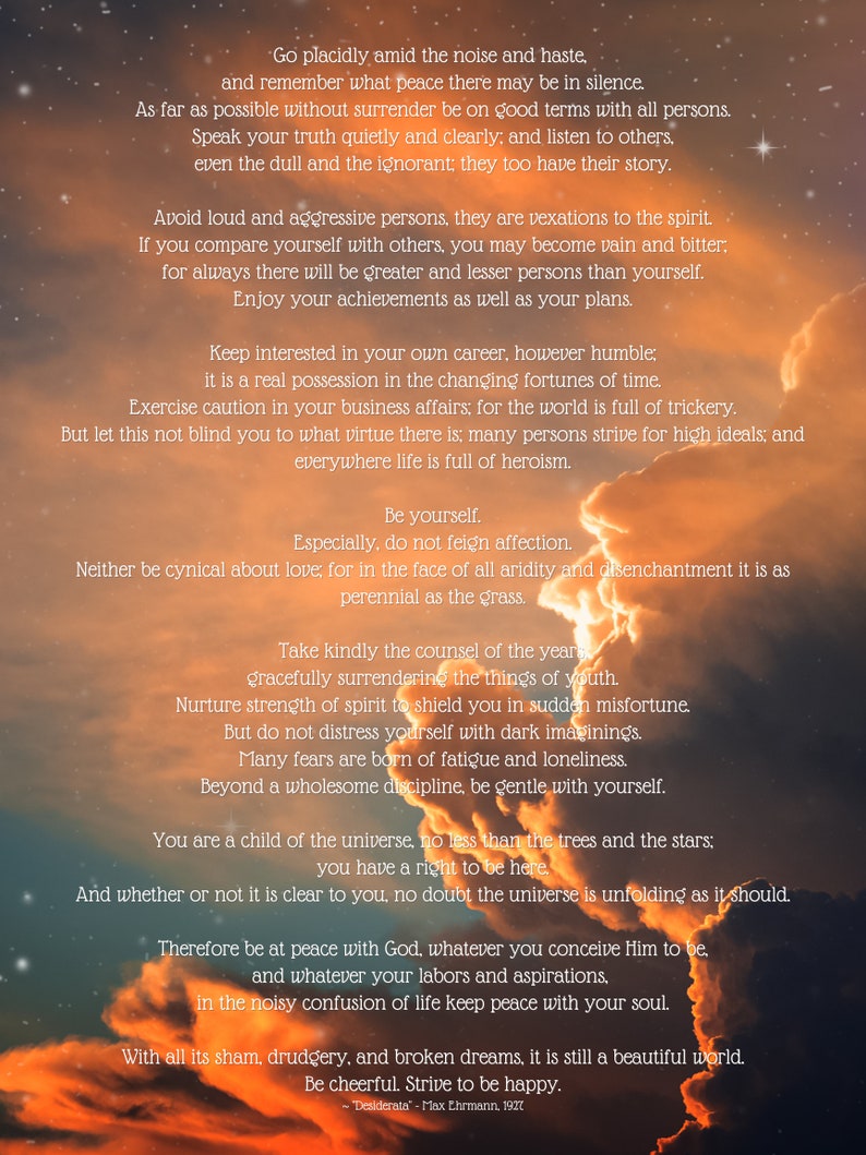 Desiderata Full - Etsy