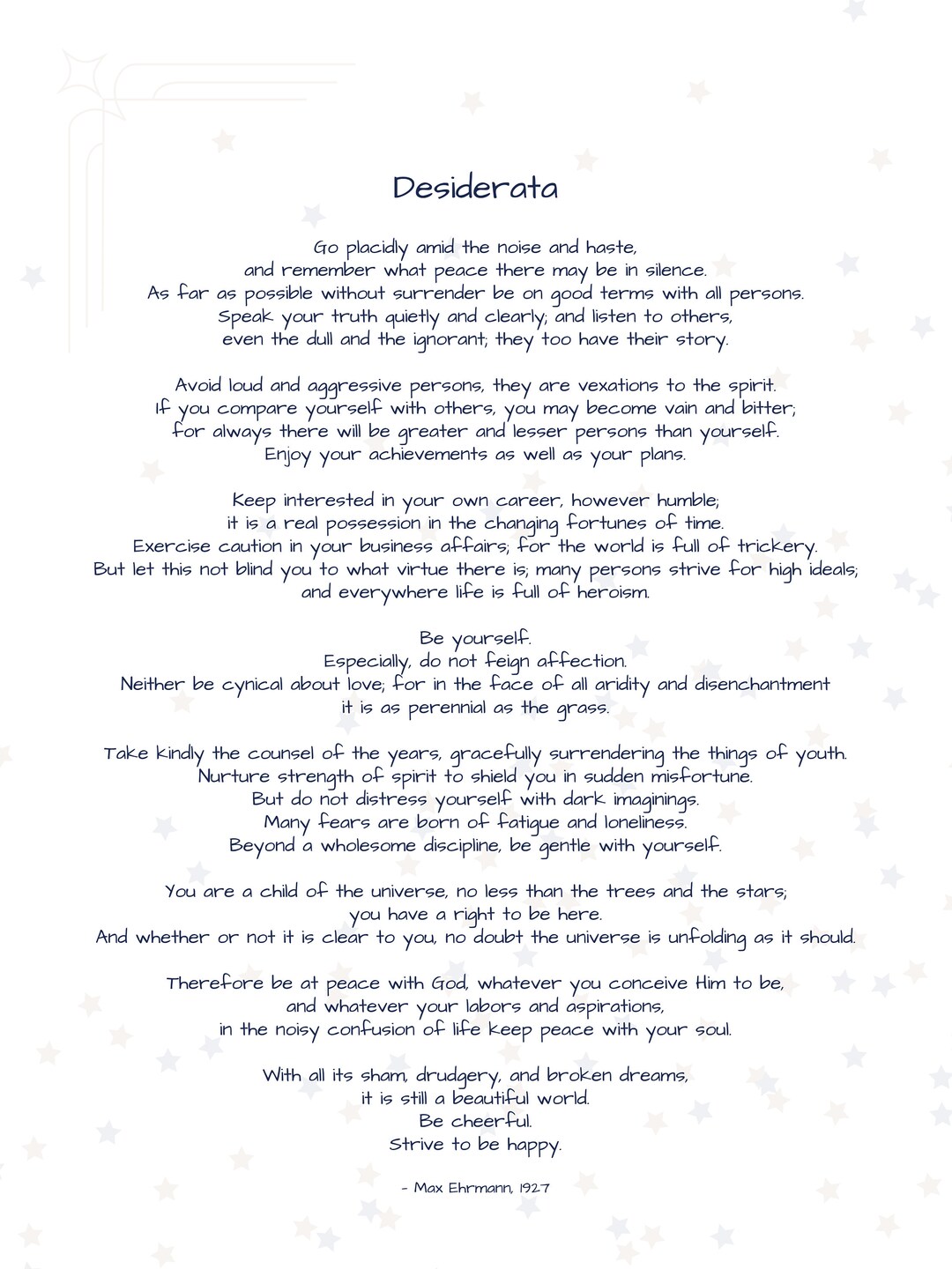 Desiderata Gedicht Art Print, Inspirational Wall Art (Digitaler ...