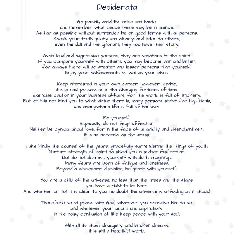Desiderata Printable - Etsy