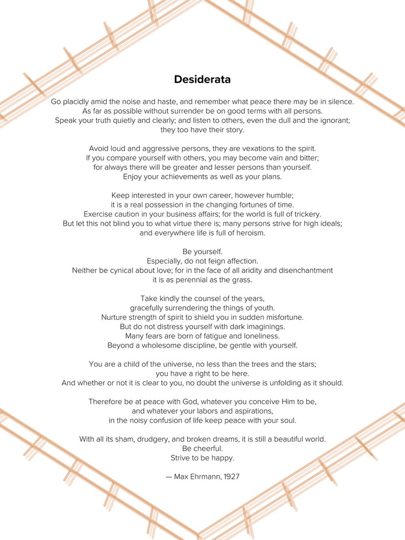 Desiderata Poem - Etsy