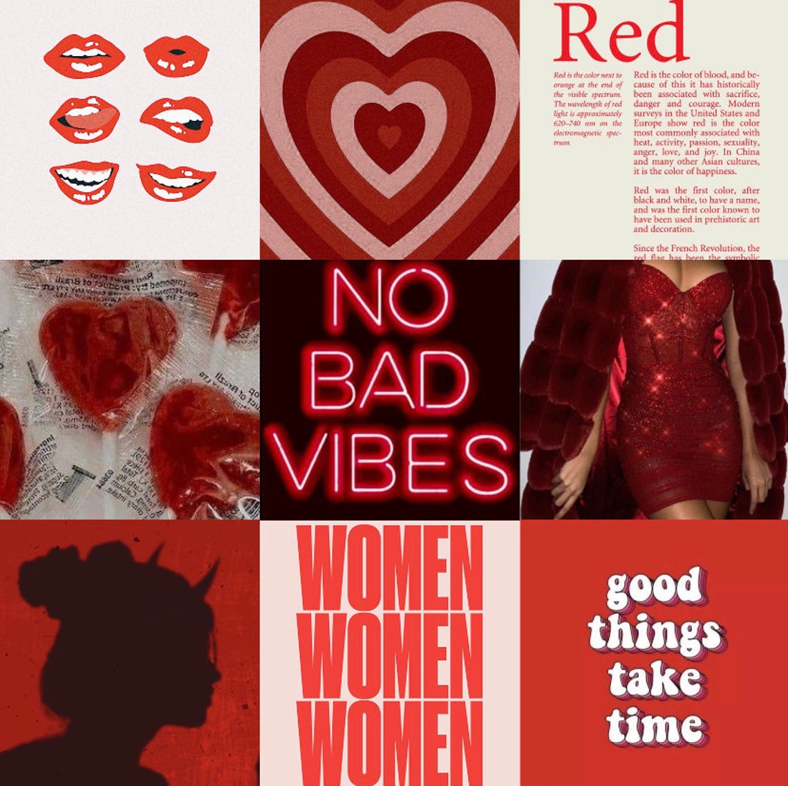 Red Aesthetic Collage Kit digital Download, 50 Pcs, Room Decor, Trendy ...