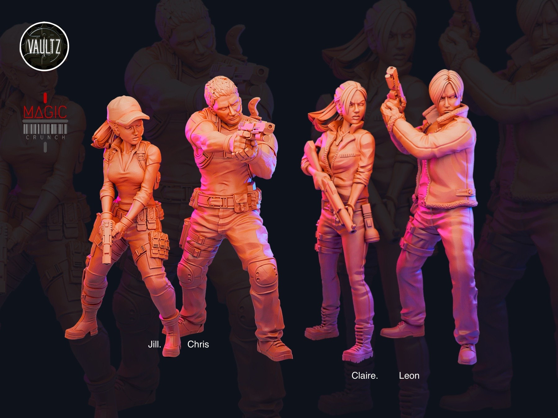 Chris and Jill Leon and Claire Survivor Zombies by - Etsy Australia