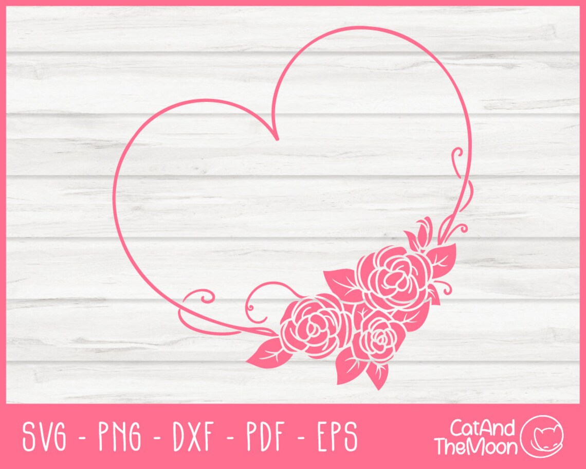 Floral Heart Svg Flower Frame Svg Files for Cricut Heart - Etsy