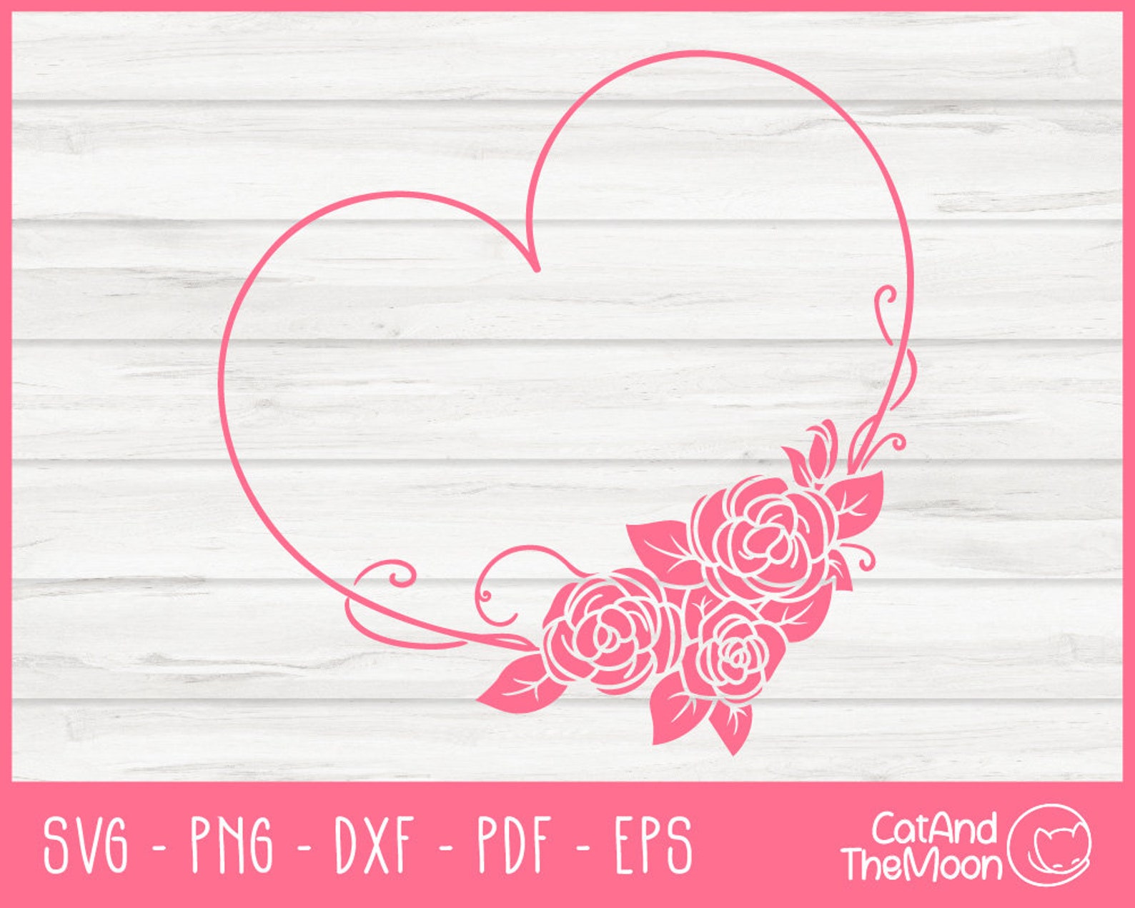 Floral Heart Svg Flower Frame Svg Files for Cricut Heart - Etsy