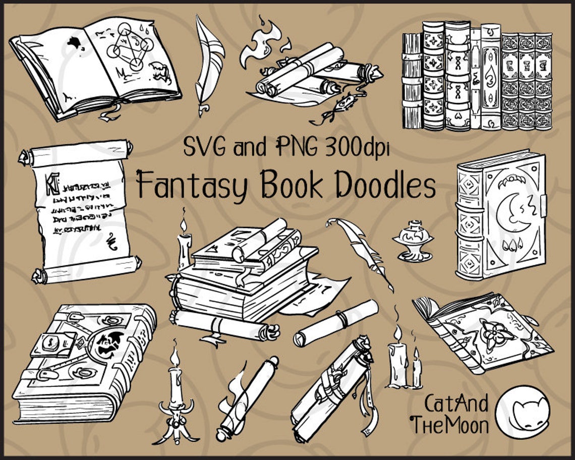 Fantasy Book Clipart Magic Books Clipart Spellbook Svg | Etsy