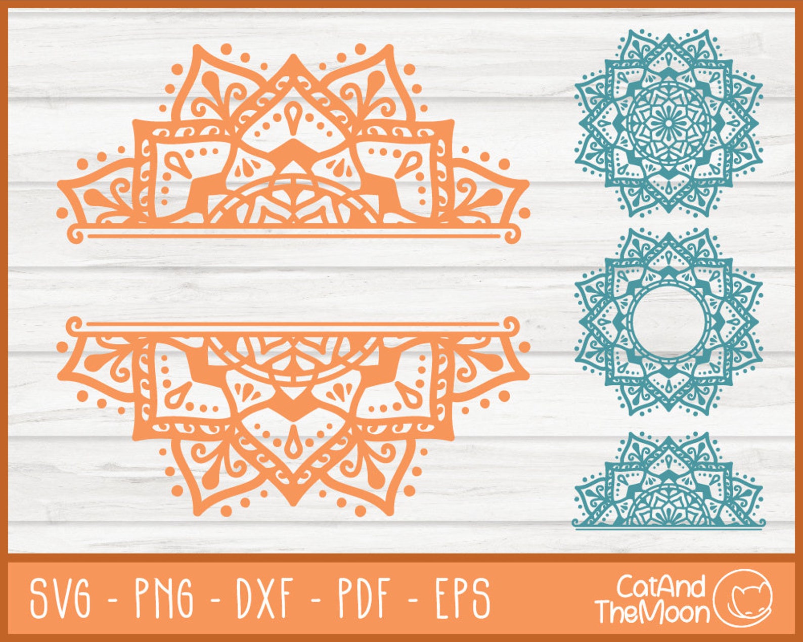 Simple Mandala Svg - Half Mandala Svg, Split Mandala Svg, Mandala ...