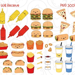 Fast Food Clipart, Junk Food Clip Art, Cute Food Clip Art, Kawaii Fast ...