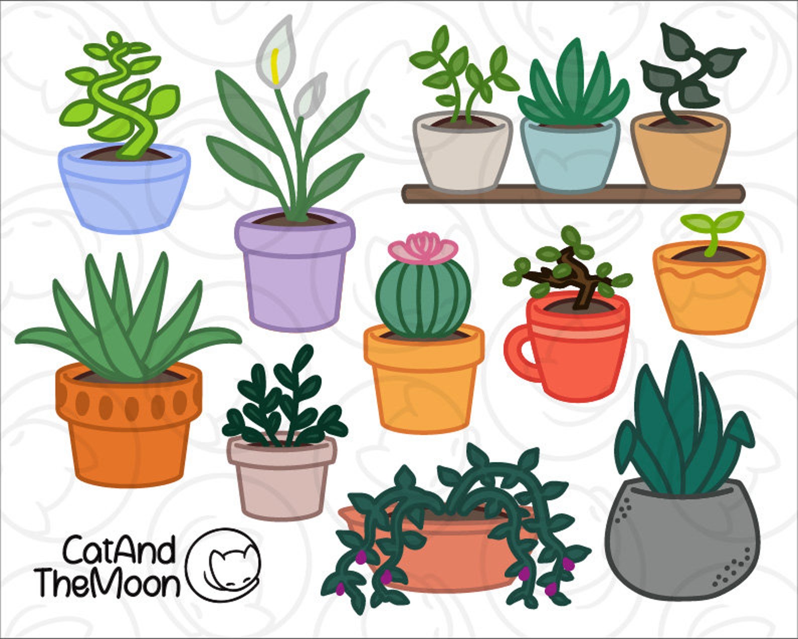 Succulent Clipart, Plants Clipart, Cacti Png, Cactus Clipart, Kawaii ...