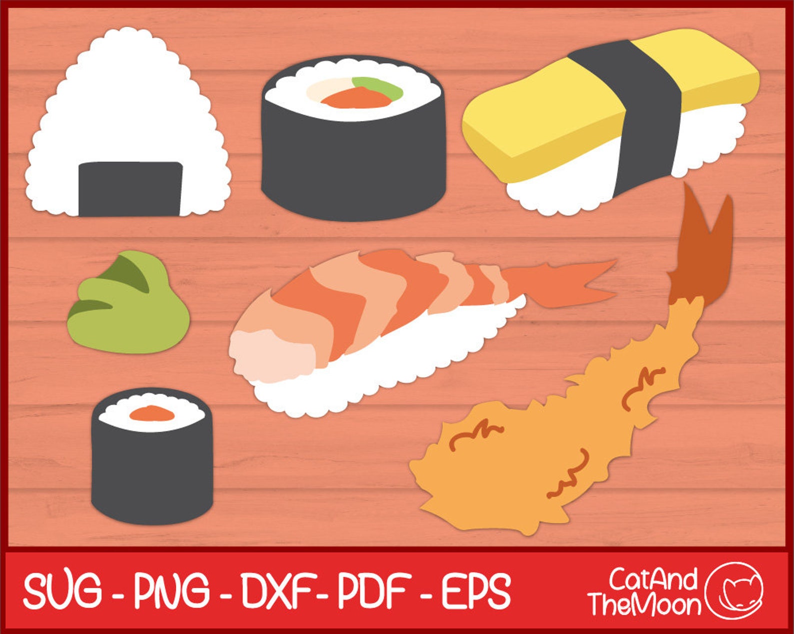 Sushi Cut File Sushi Svg Kawaii Sushi Svg Layered Cut File - Etsy