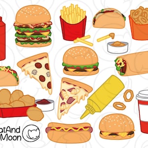 Fast Food Clipart, Junk Food Clip Art, Cute Food Clip Art, Kawaii Fast ...