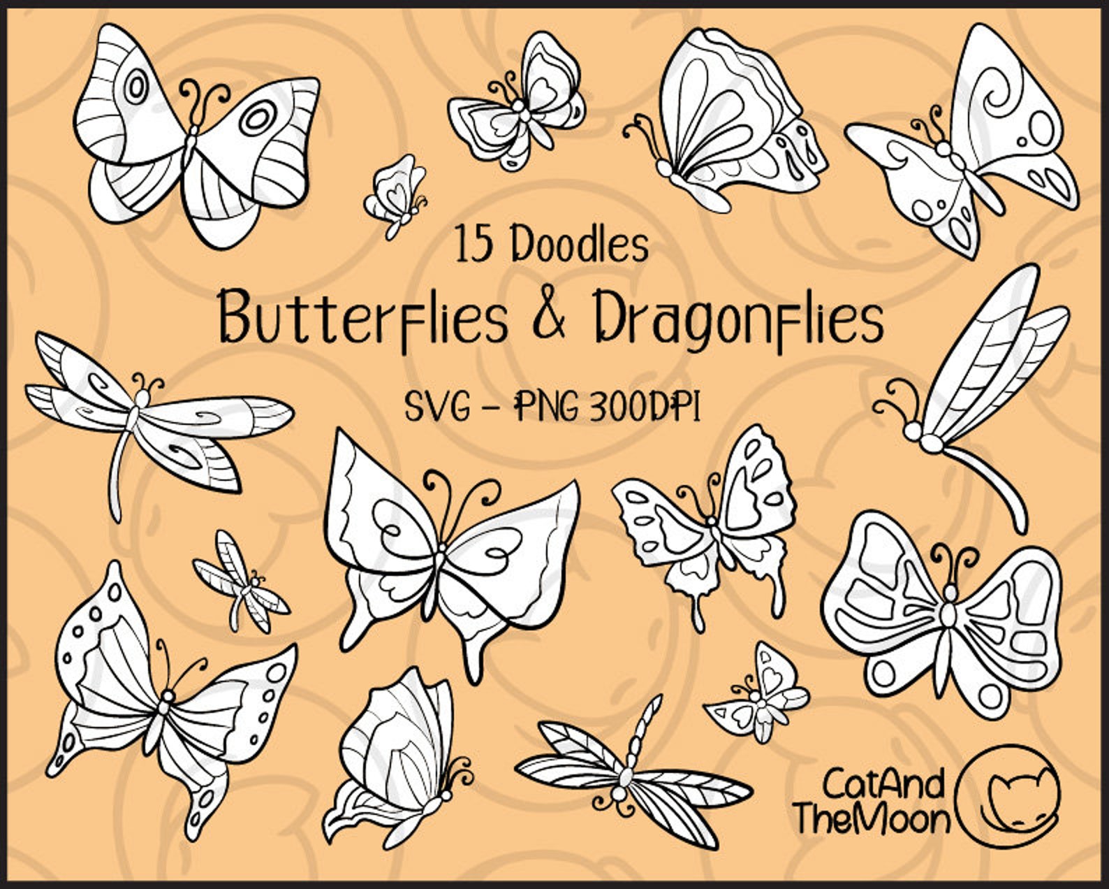 Butterfly Doodle Dragonfly Doodle, Hand Drawn Butterfly, Floral Doodle ...