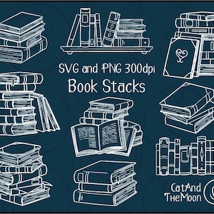 Book Stack Clipart, Book Svg, Book Clipart, Book Stack Svg, Book Pile ...