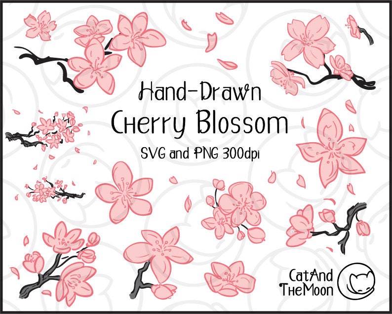 Cherry Blossom Png, Cherry Blossom Svg, Sakura Flowers Png, Sakura ...
