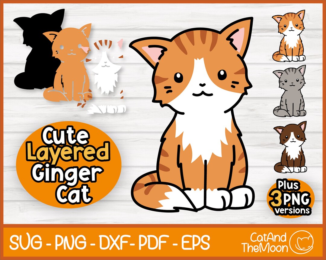 Cat Svg - Orange Cat Svg, Layered Cat Svg, Ginger Cat Svg, Cat Layered ...