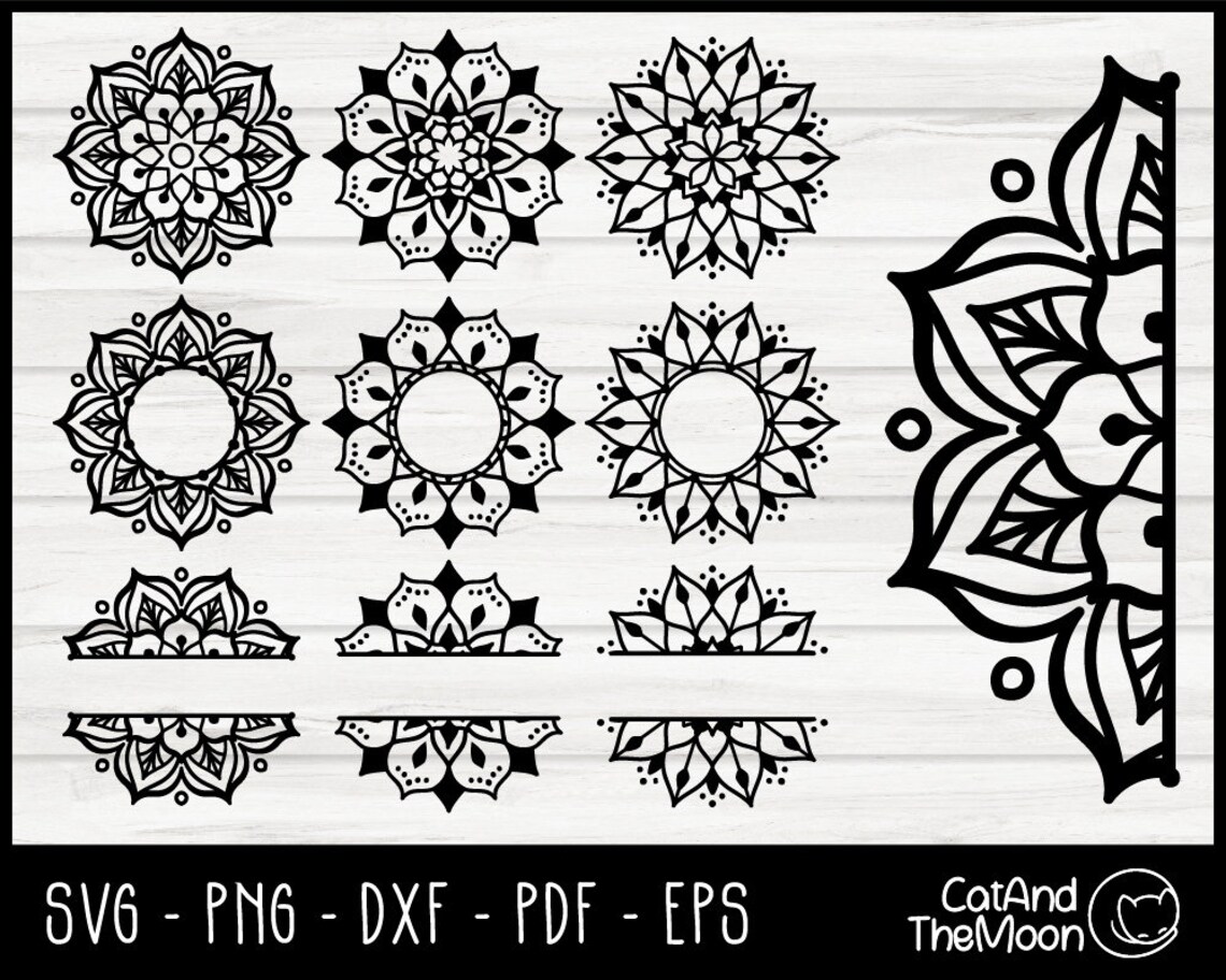 Half Mandala Svg, Simple Mandala Svg, Mandala Svg Bundle, Mandala ...