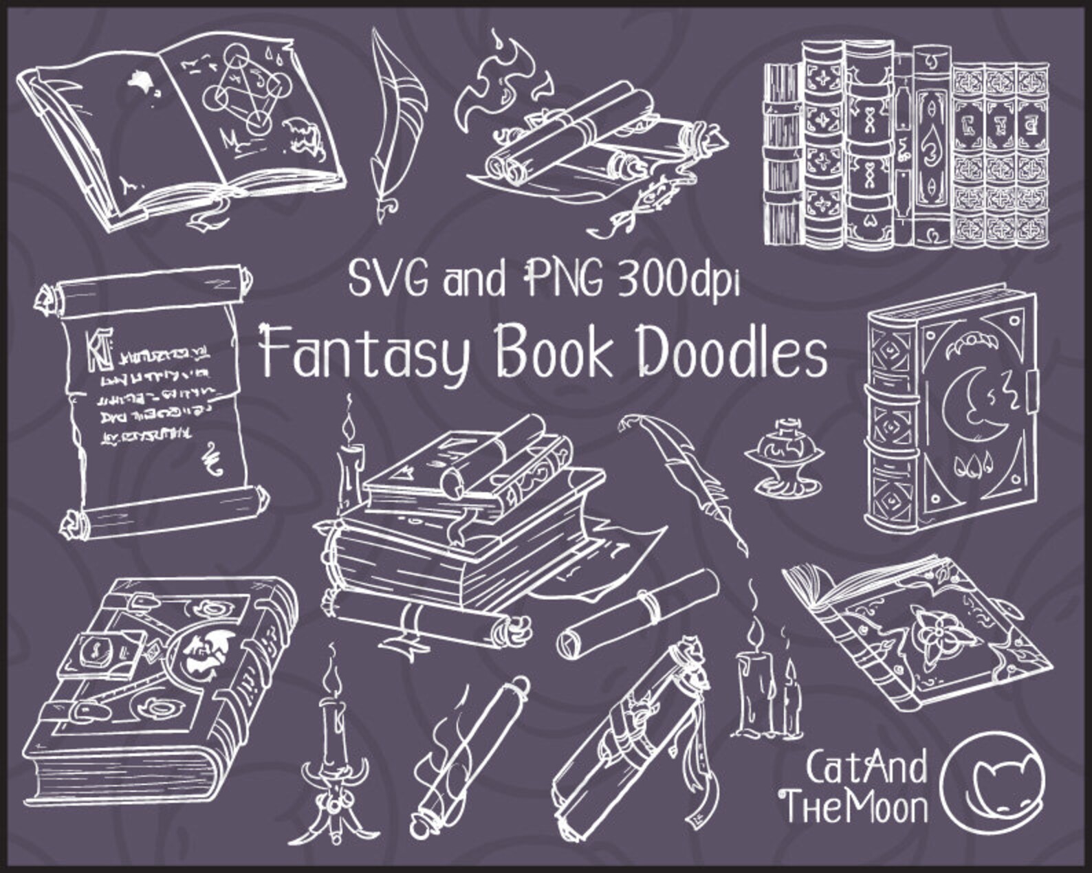 Fantasy Book Clipart Magic Books Clipart Spellbook Svg | Etsy