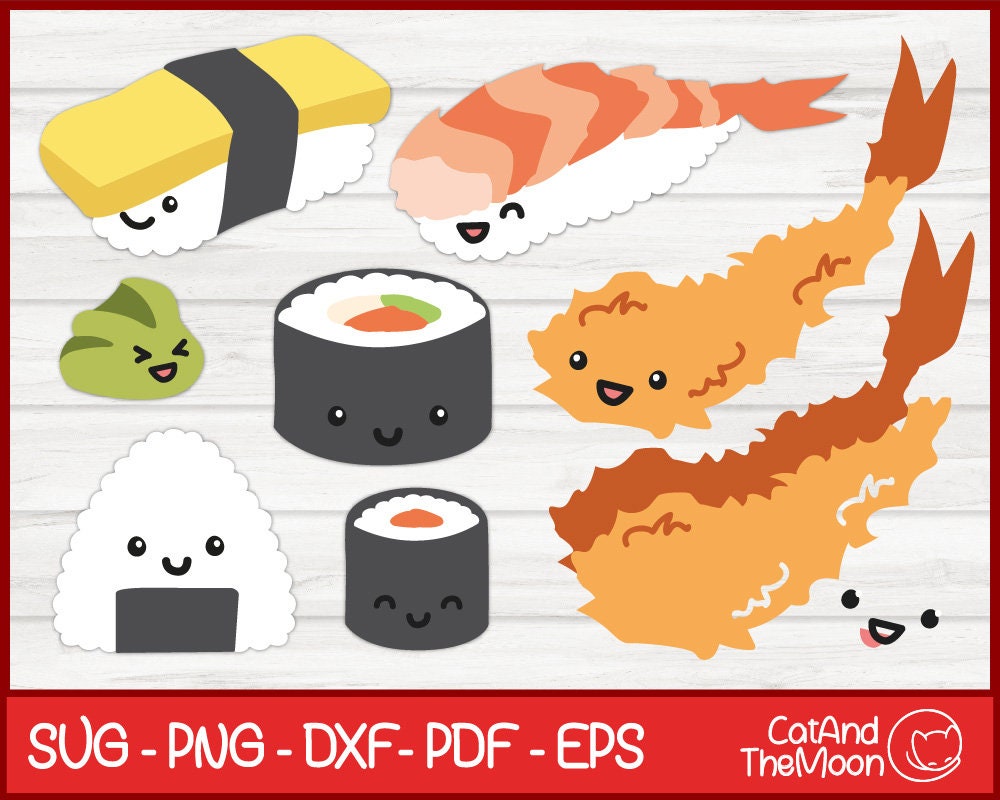 Sushi Cut File, Sushi Svg, Kawaii Sushi Svg, Layered Cut File Svg ...