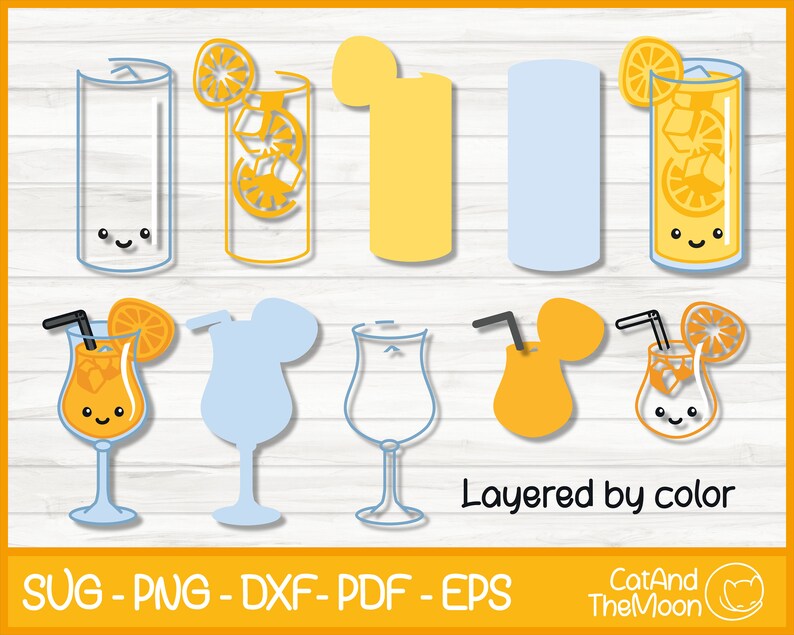 Summer Drink Svg Layered Drink Svg Summer Clipart Kawaii | Etsy