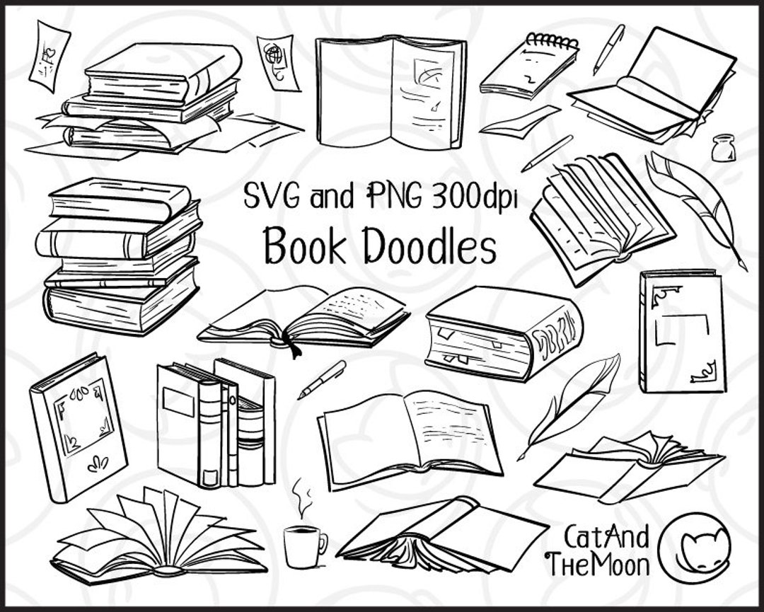 Books Doodles - Book Doodles Clipart, Literature Clipart, Hand Drawn ...