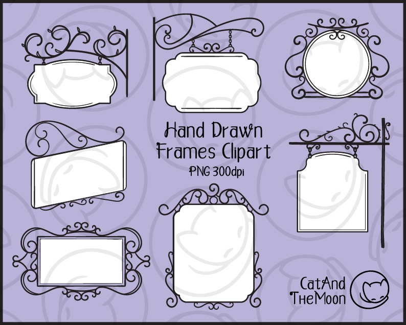 Hanging Sign Clipart Doodle Frame Clipart Doodle Frames - Etsy UK