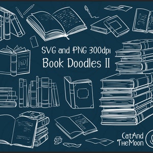 Book Doodles - Library Print and Cut Png Transparent Background ...