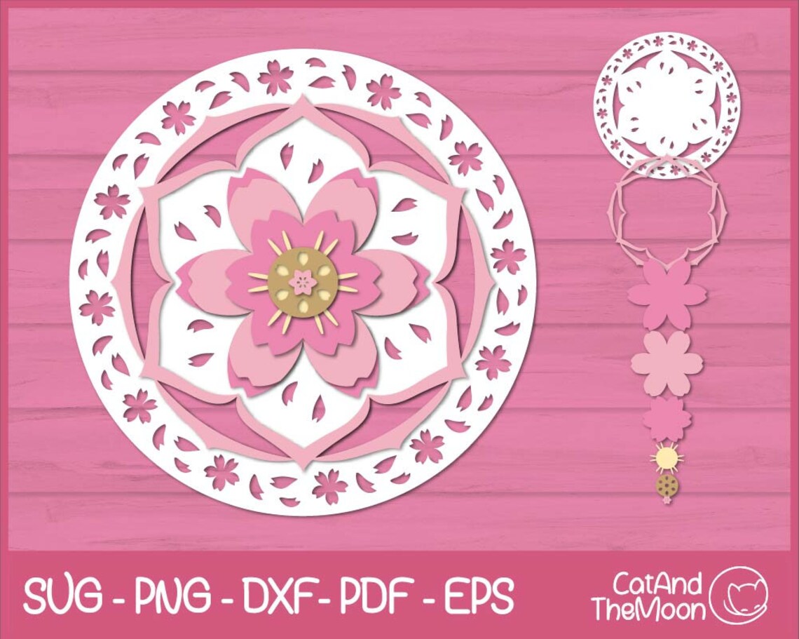 3d Layered Sakura Cherry Blossom Svg Sakura Layered Svg - Etsy