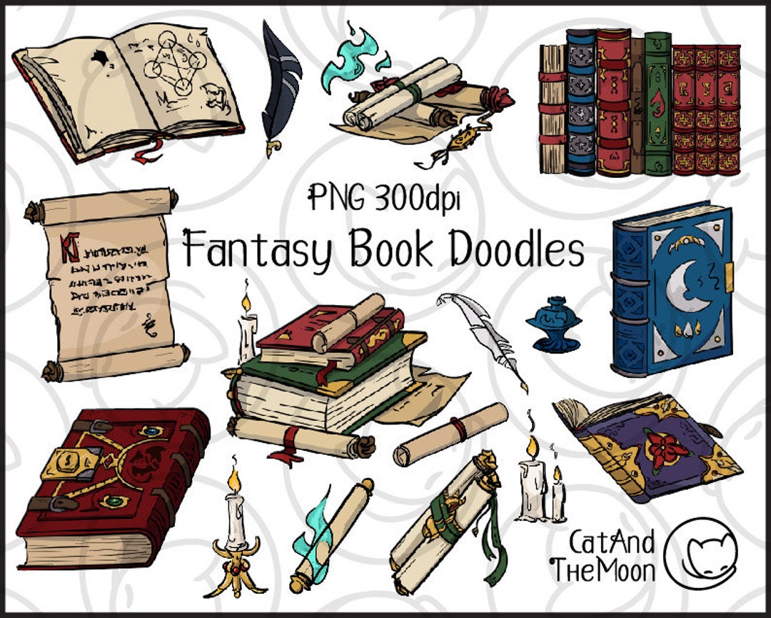 Fantasy Book Clipart, Magic Books Clipart, Spellbook Png, Wizard ...