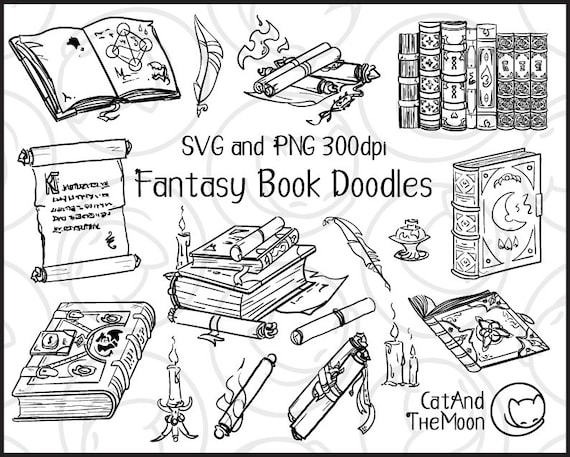 Fantasy Book Clipart Magic Books Clipart Spellbook Svg | Etsy