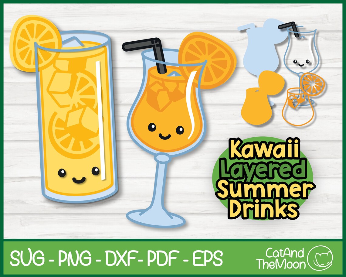 Summer Drink Svg Layered Drink Svg Summer Clipart Kawaii | Etsy