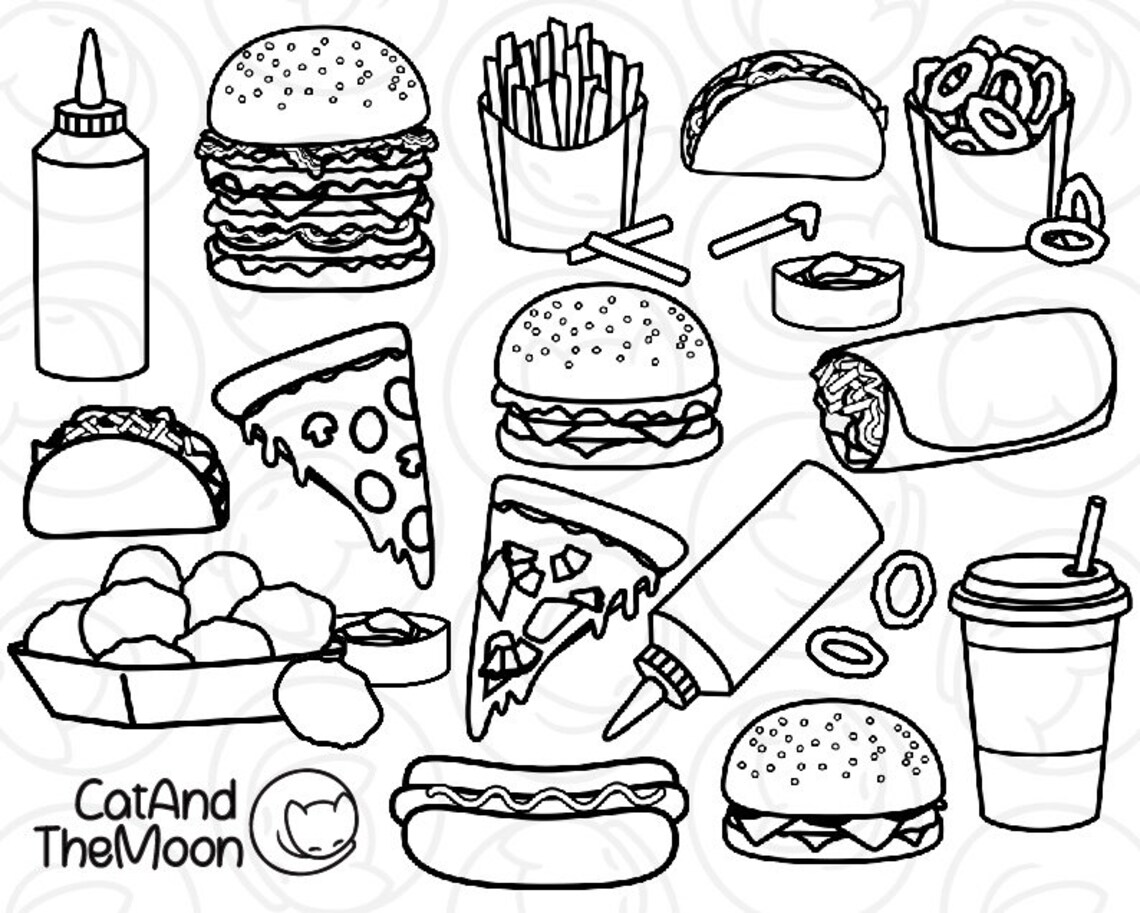 Food Clip Art, Cute Food Clipart, Clipart for Coloring, Coloring Clip ...